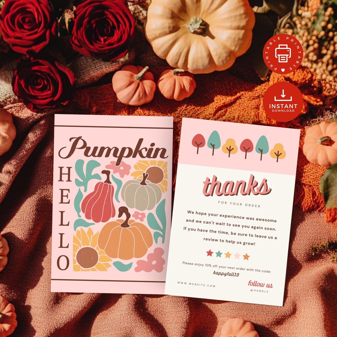 Fall Thank You Card Template: Small Business Canva Design (digital ...