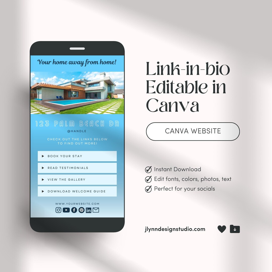 Airbnb Link-in-bio Template: Vacation Rental Website (canva Editable ...