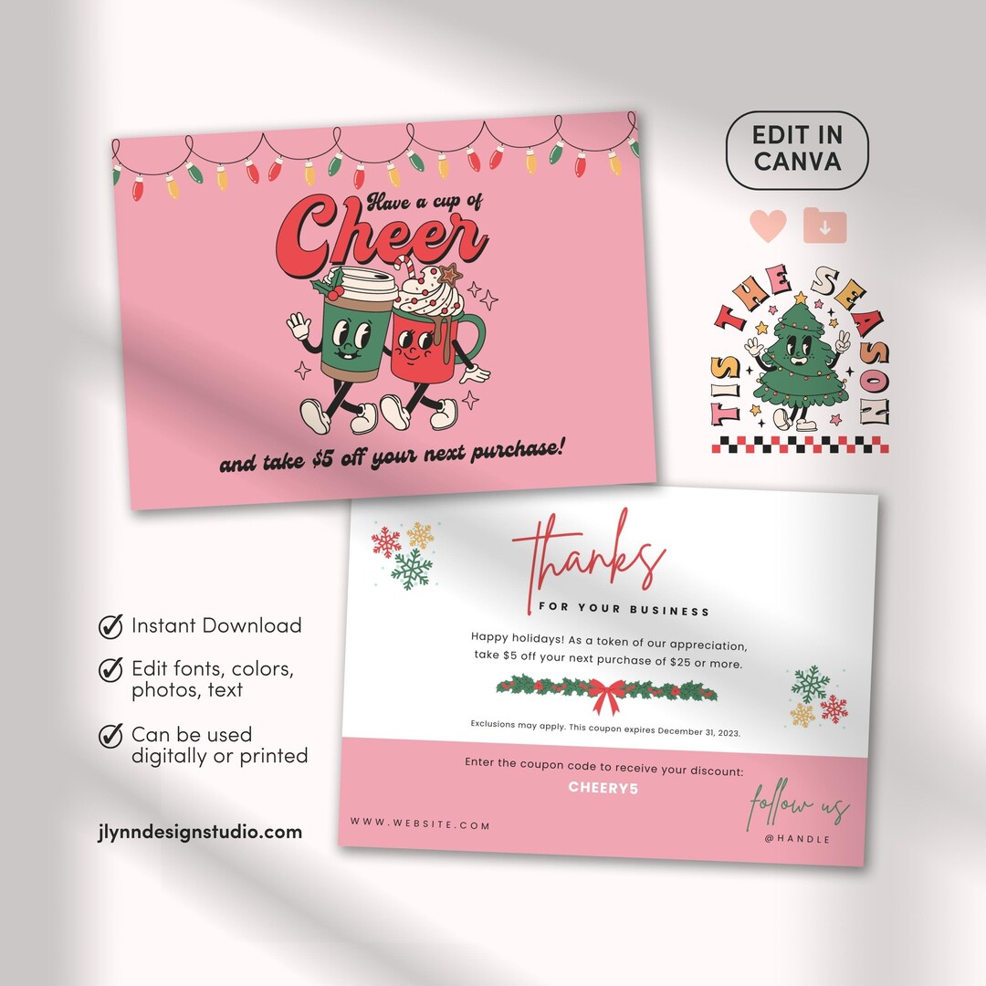 Printable Business Coupon Canva Template | Christmas Gift | Custom Card ...