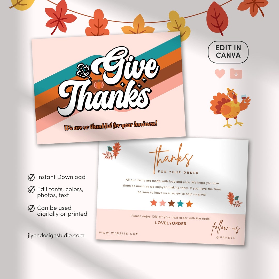 Thanksgiving Card | Thank You Printable Card | Thank You Note ...