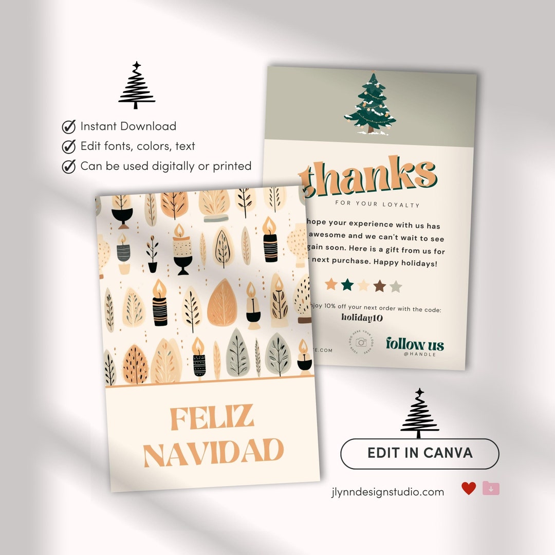 Editable Christmas Thank You Card Template: Small Business (digital ...