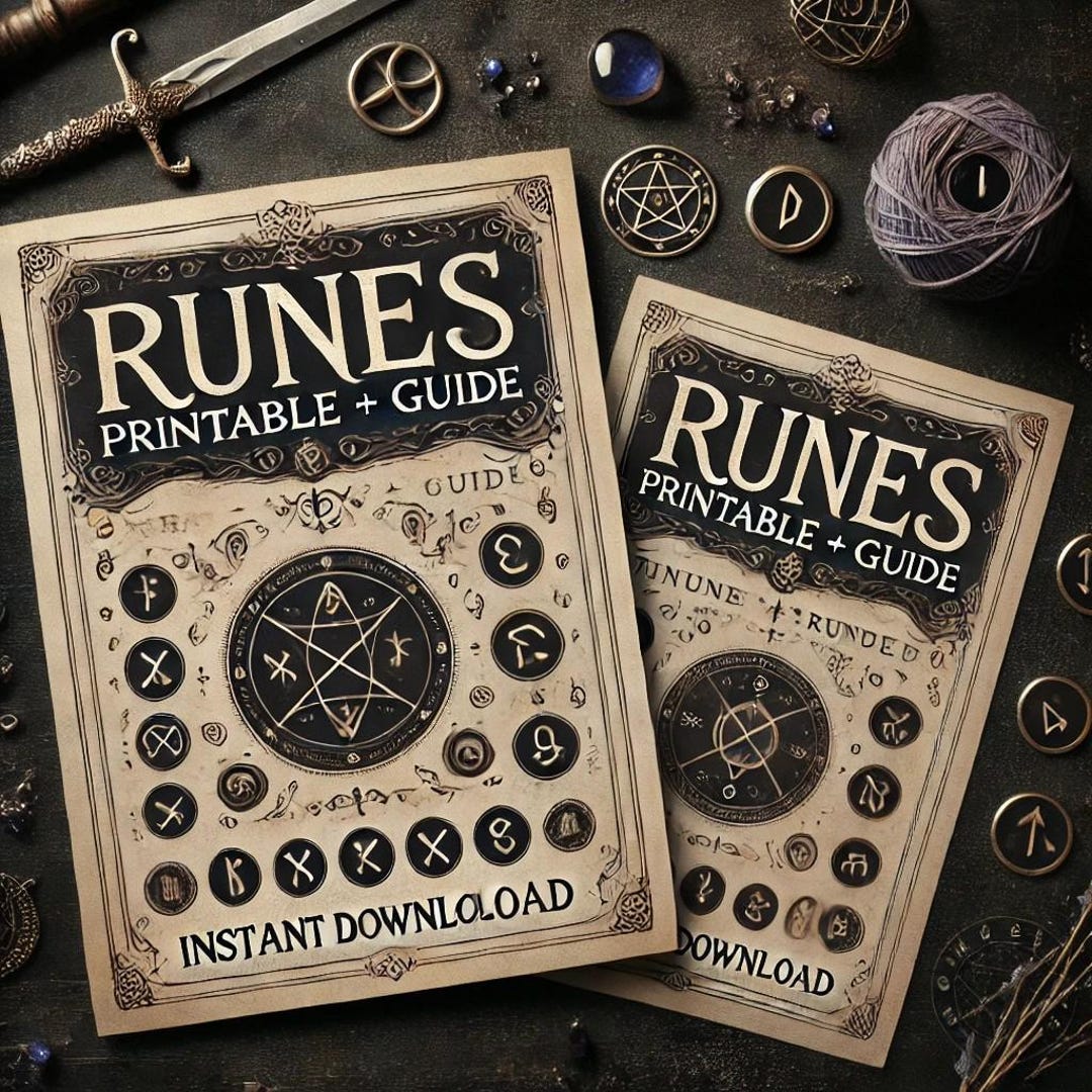 Elder Futhark Rune Cheat Sheet Printable Viking Grimoire Pages Pagan ...