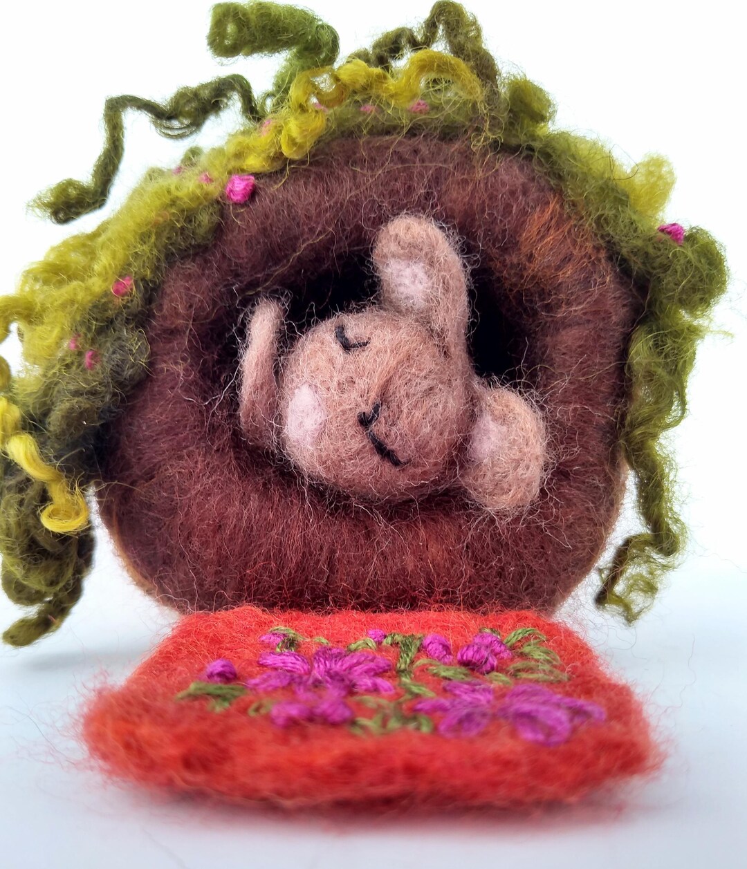 Needle Felted Mouse in House: Merino Wool Ornament - Etsy