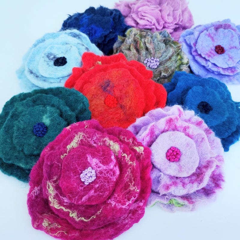 Navy Felted Flowers - Etsy UK