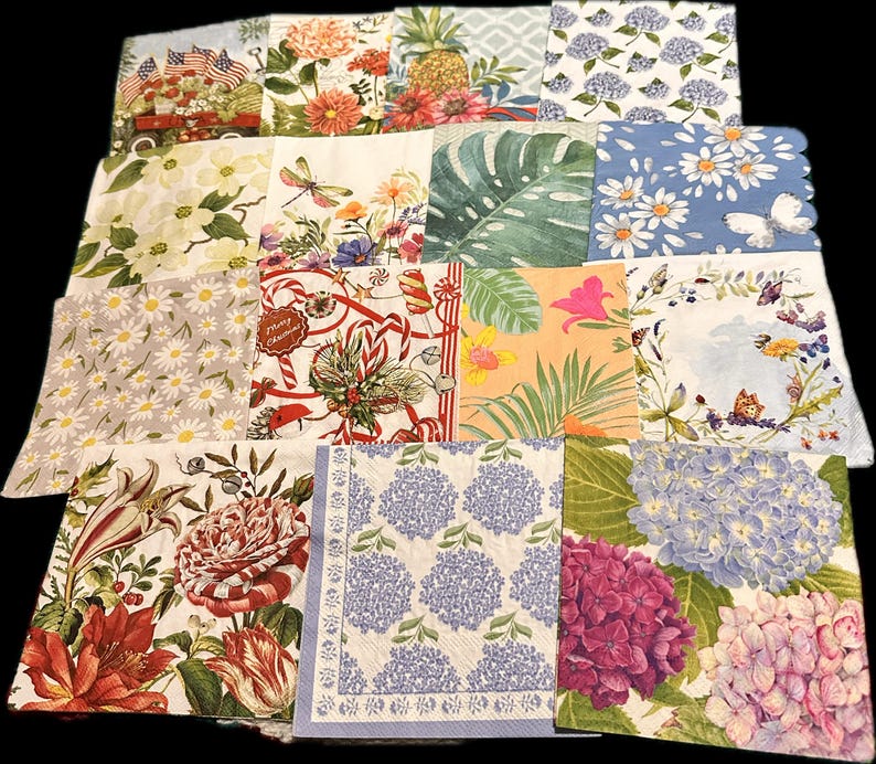 Decoupage Napkins, (66) Floral Designs - Etsy
