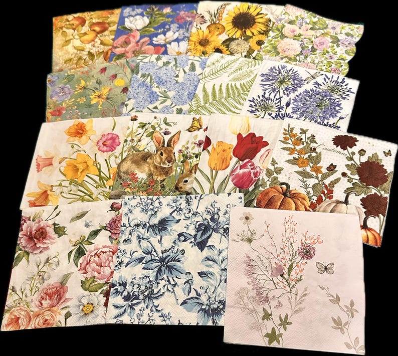 Decoupage Napkins, (66) Floral Designs - Etsy