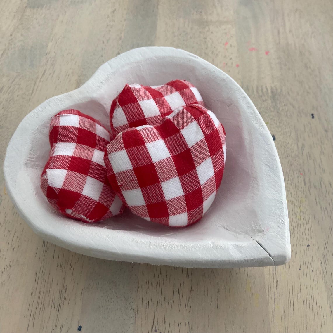 Handmade Heart Dough Bowl: Rustic Wood Trinket Tray, Valentine's Day ...