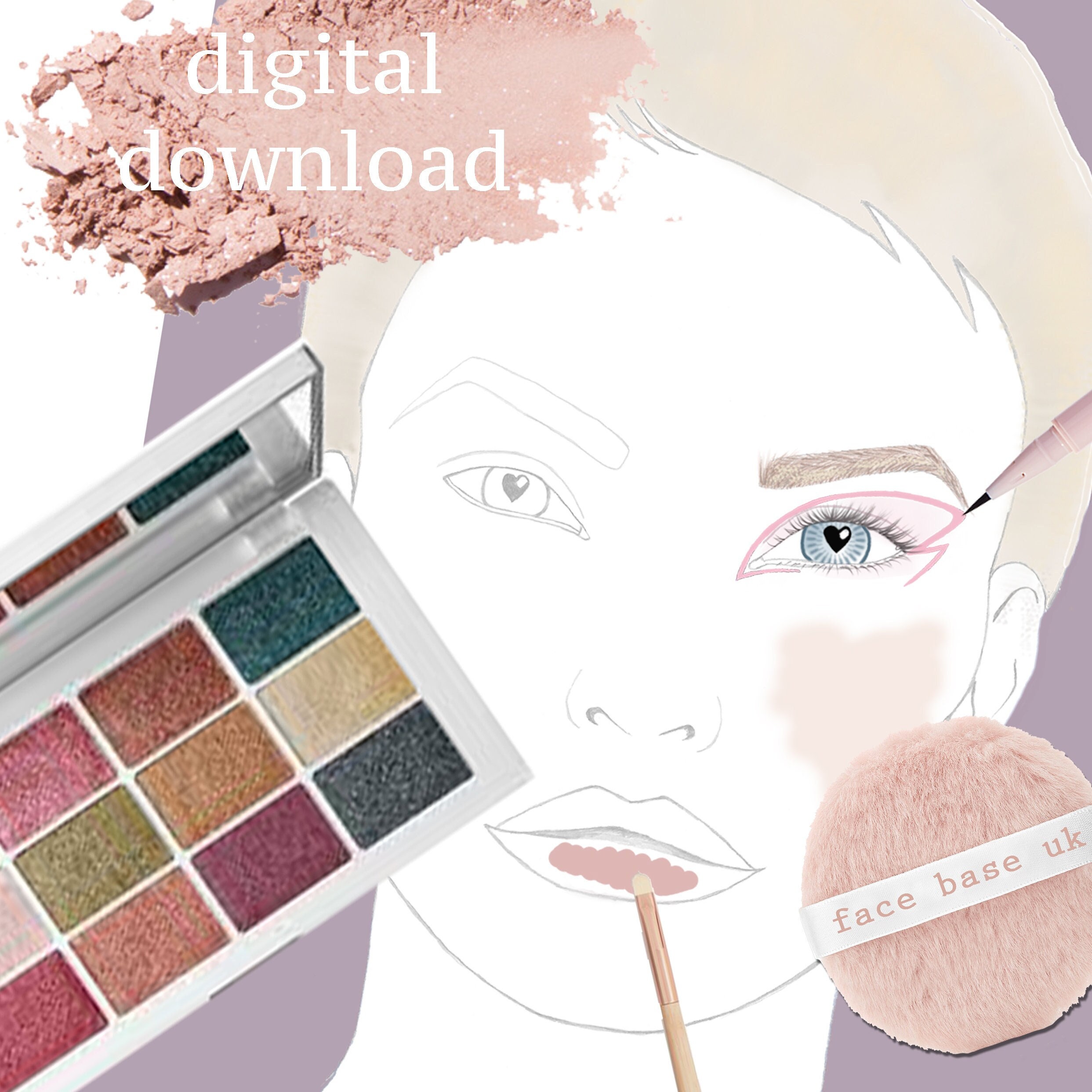 Blank Makeup Face Chart Template Printable Makeup Chart Instant ...