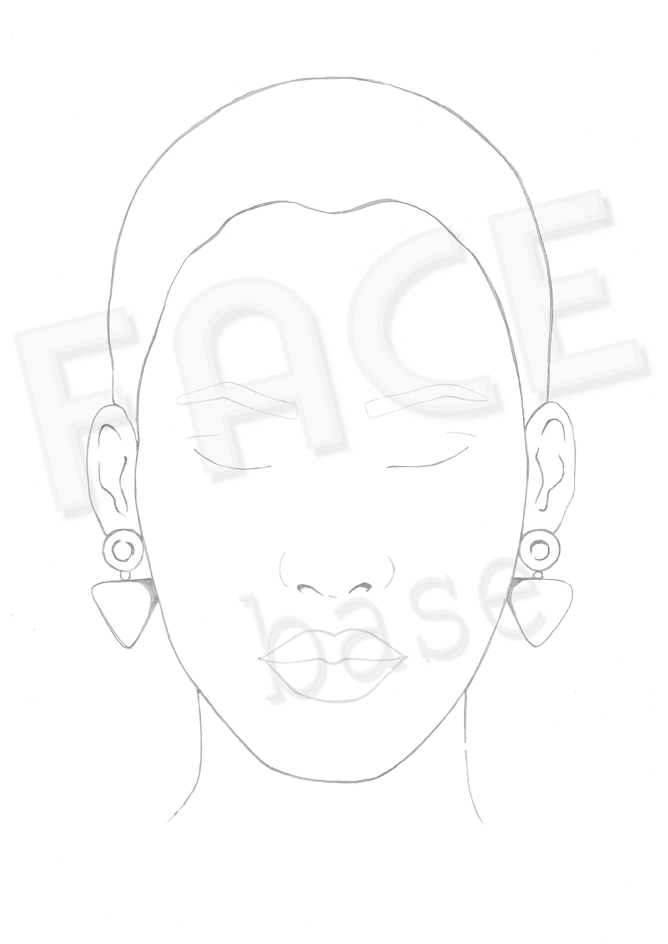 Blank Makeup Face Chart Template Printable Makeup Chart Instant