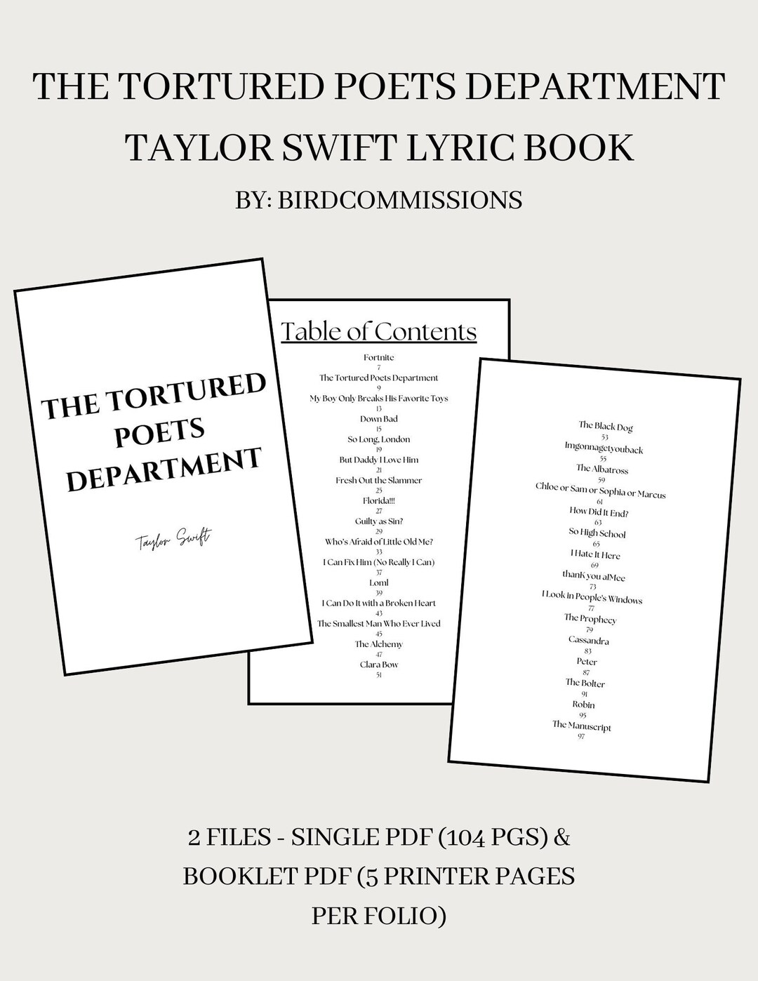 Taylor Swift - the Tortured Poets Department Lyric Book PDF - Etsy