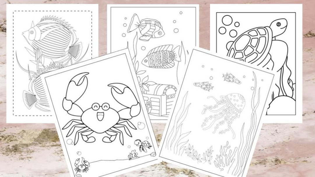 Ocean Printable Coloring Pages, Sea Life Digital Download Coloring Book ...