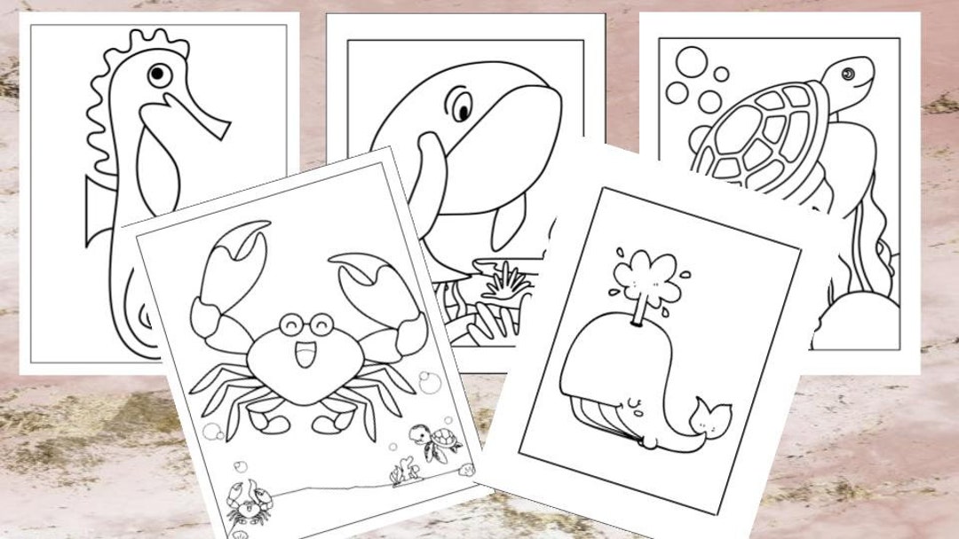 Ocean Printable Coloring Pages, Sea Life Digital Download Coloring Book ...