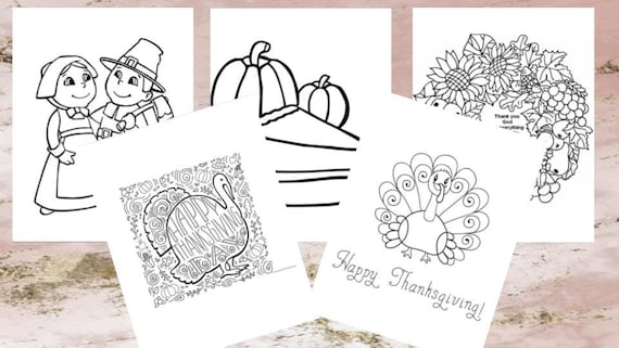 Thanksgiving Printable Coloring Pages Fall Digital Download | Etsy
