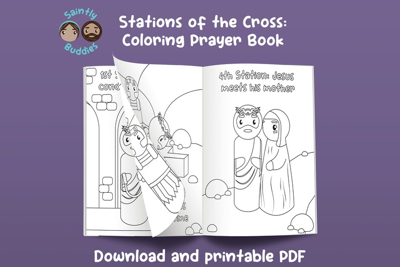 Stations of the Cross: Coloring Prayer Book, Kids Lent Activity, Lenten ...