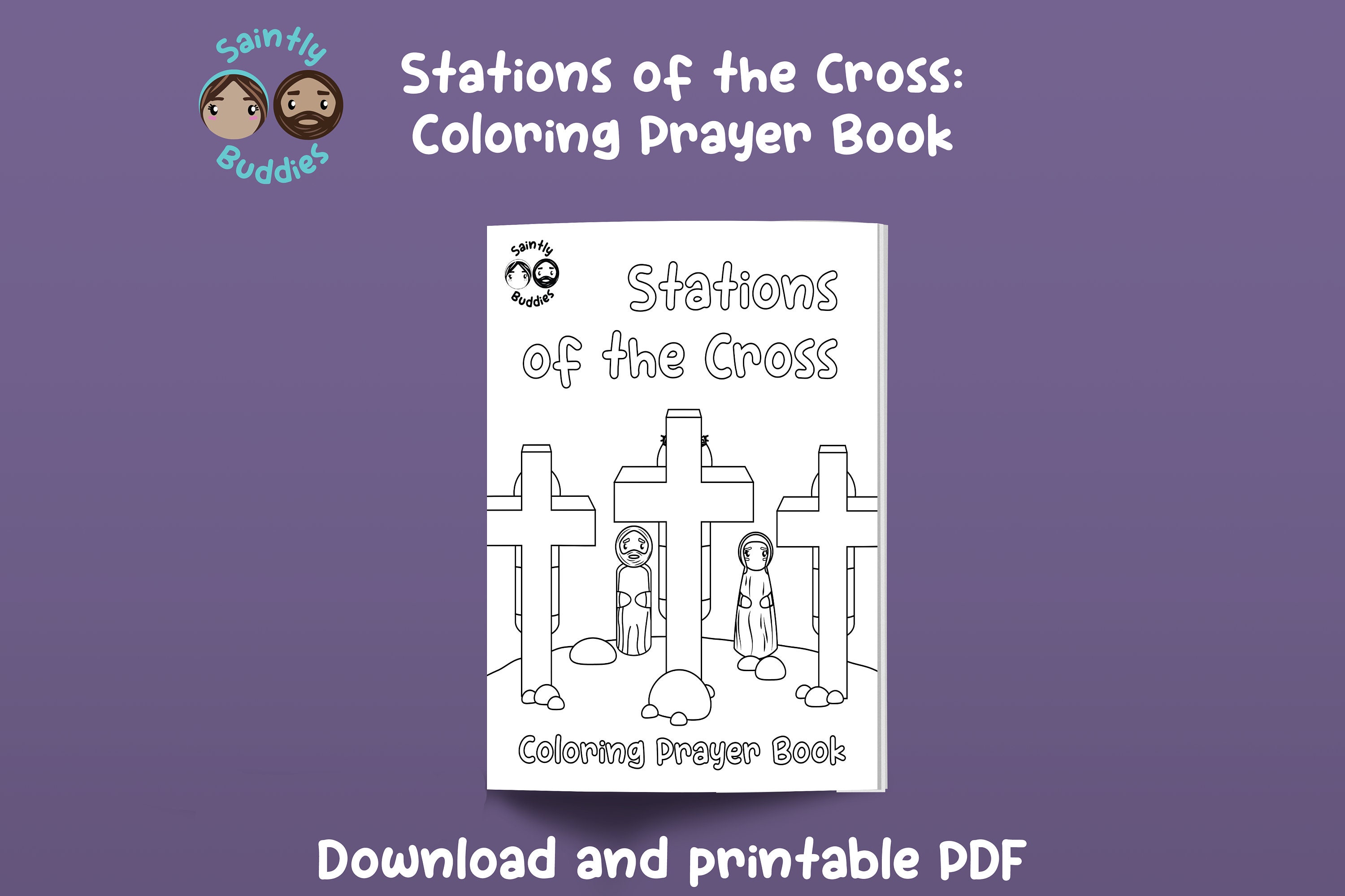 Stations of the Cross: Coloring Prayer Book, Kids Lent Activity, Lenten ...
