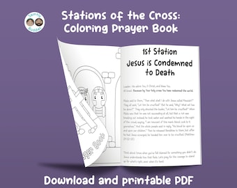 Stations of the Cross: Coloring Prayer Book, Kids Lent Activity, Lenten ...