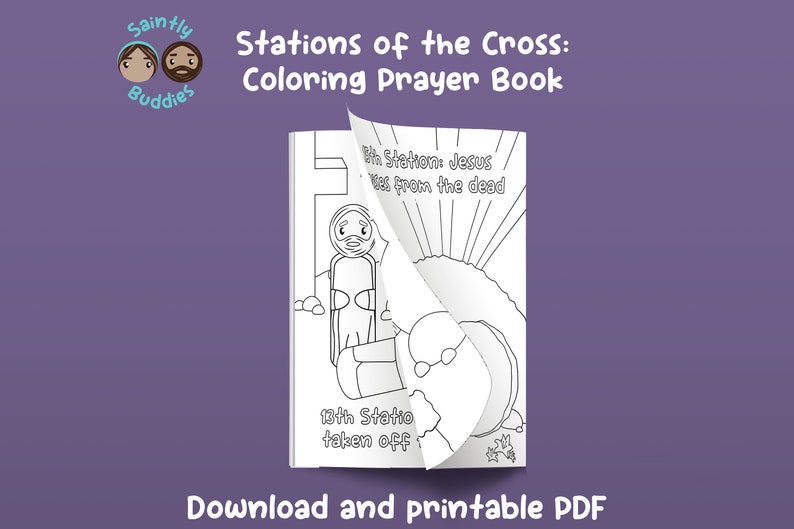 Stations of the Cross: Coloring Prayer Book, Kids Lent Activity, Lenten ...