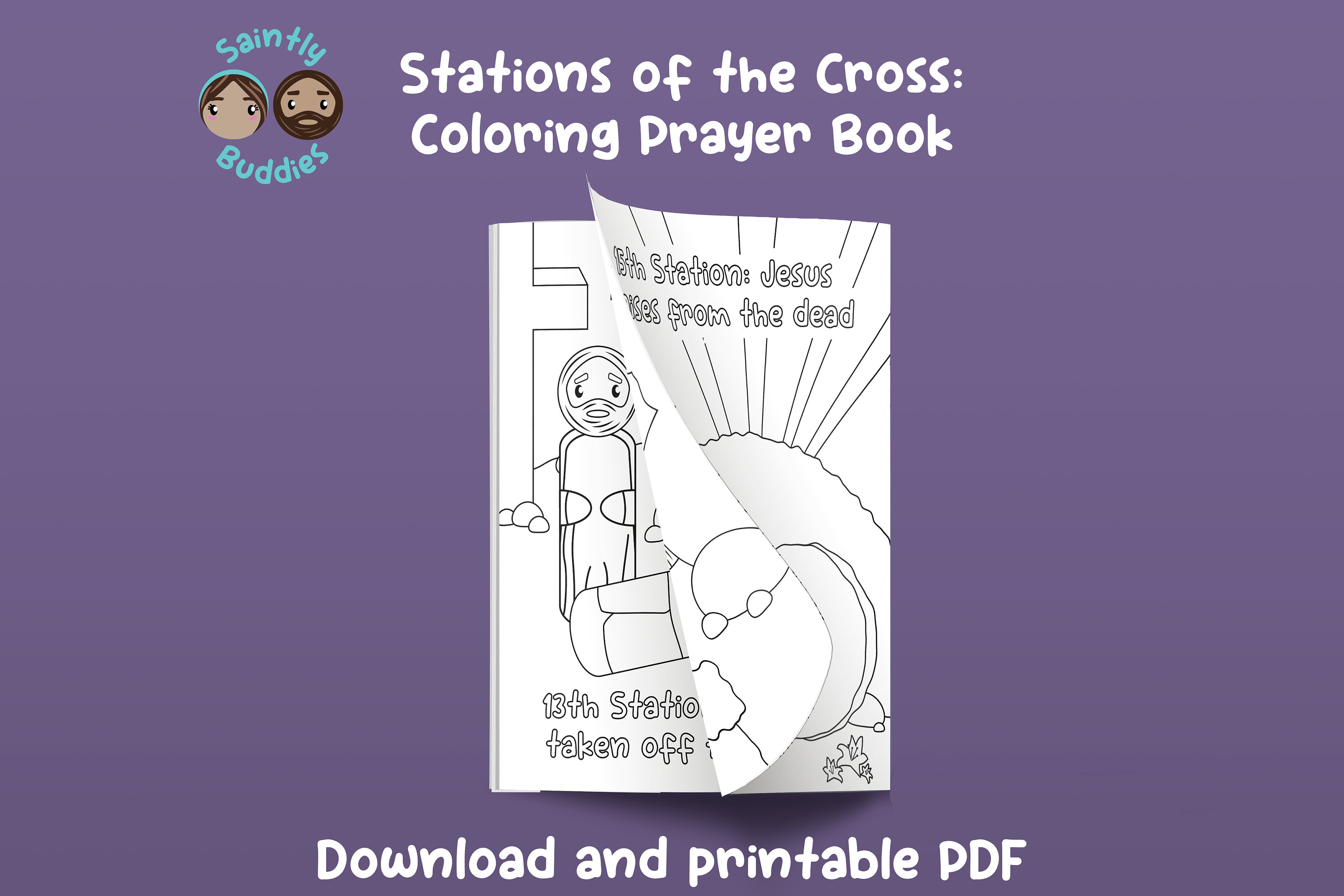 Stations of the Cross: Coloring Prayer Book, Kids Lent Activity, Lenten ...