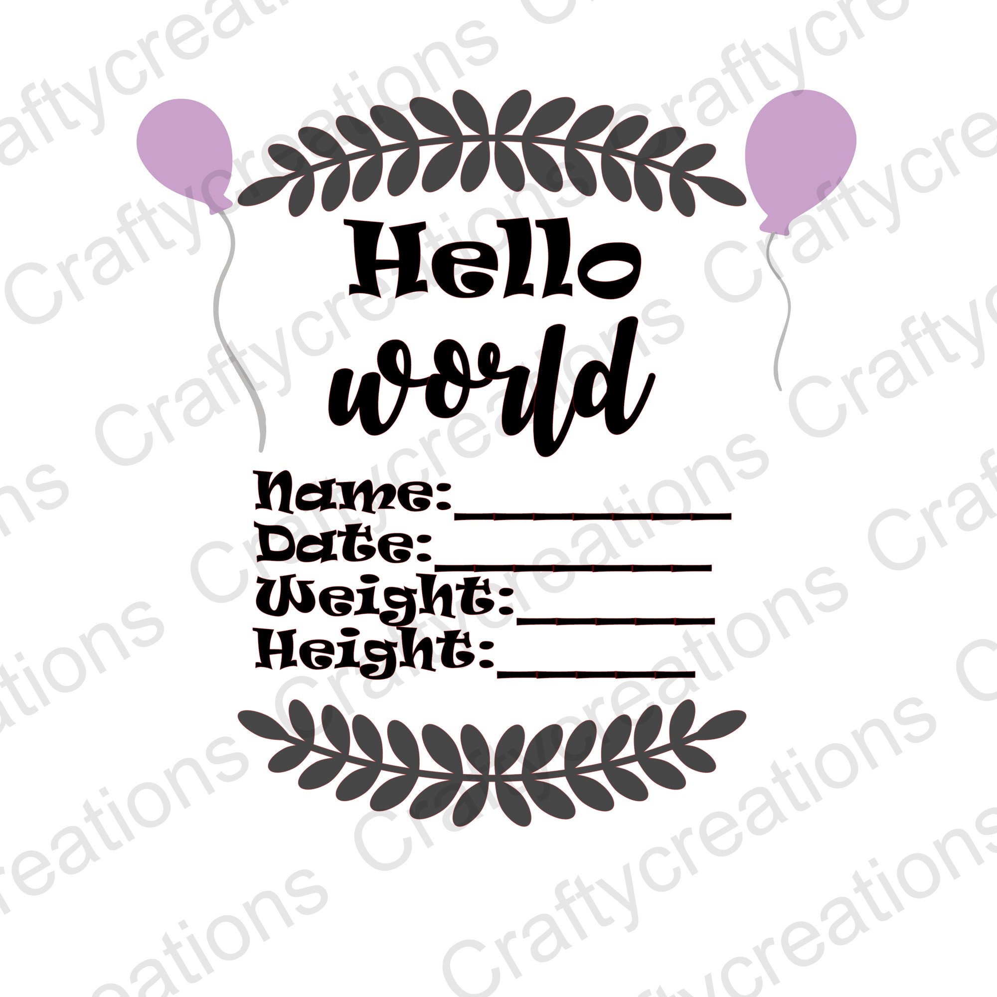 Baby Milestone Svg | Hello World Svg | Baby Stats Svg | Baby Svg - Etsy