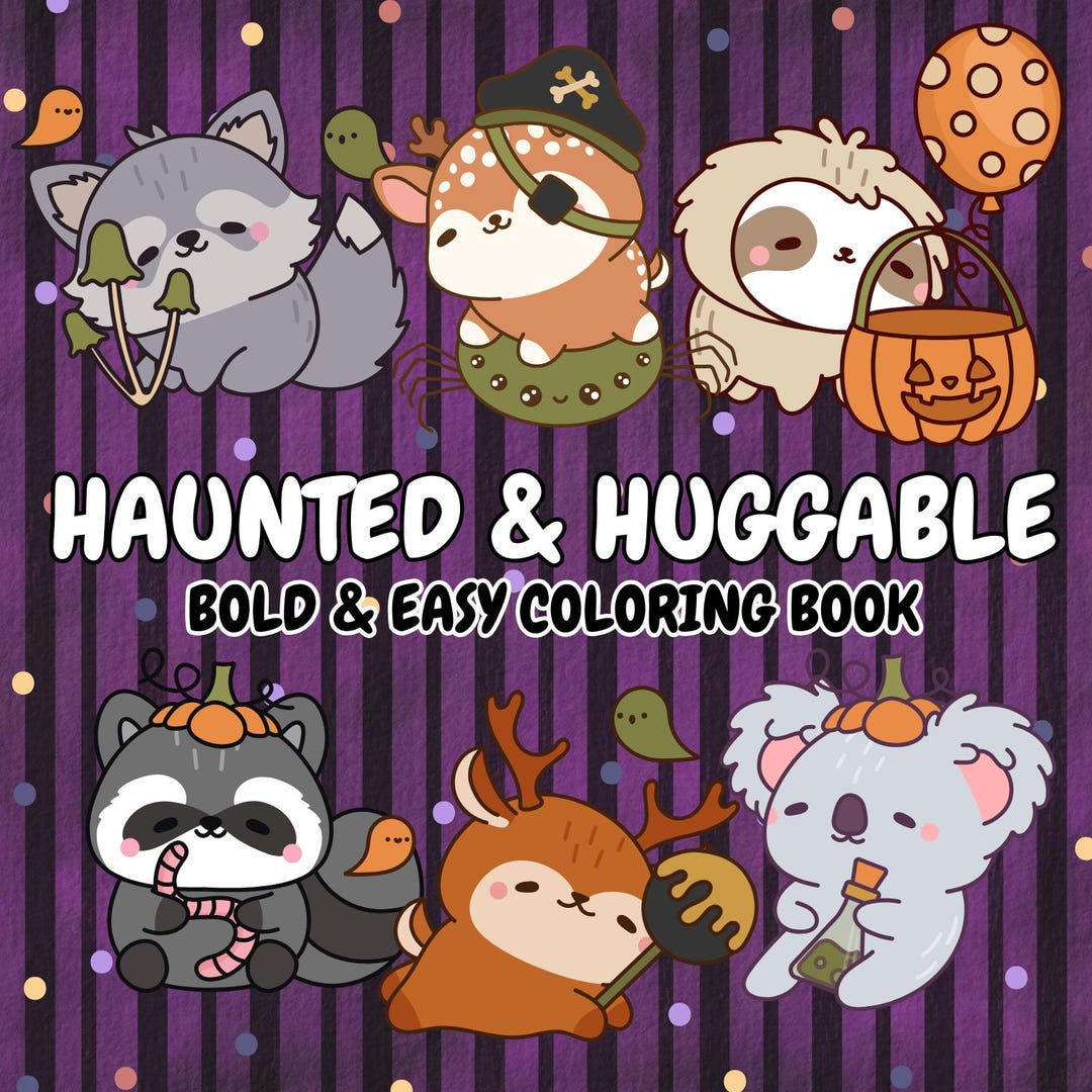 Spooky Cute Halloween Coloring Book | Cozy Autumn Animals - Etsy