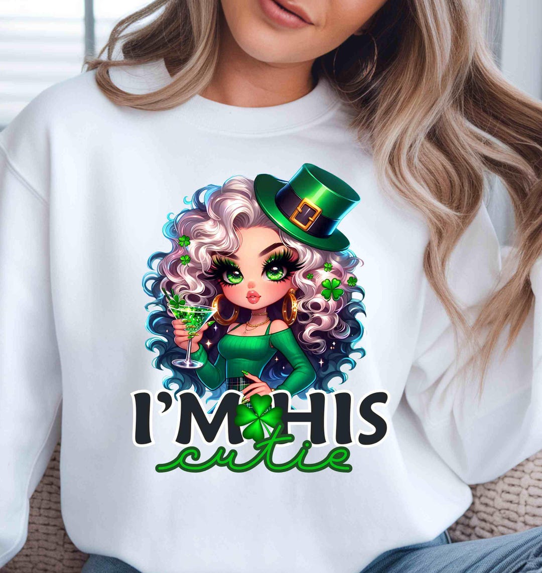 I'm His Cutie PNG | St. Patrick’s Day Sublimation | Cute Chibi Girl ...