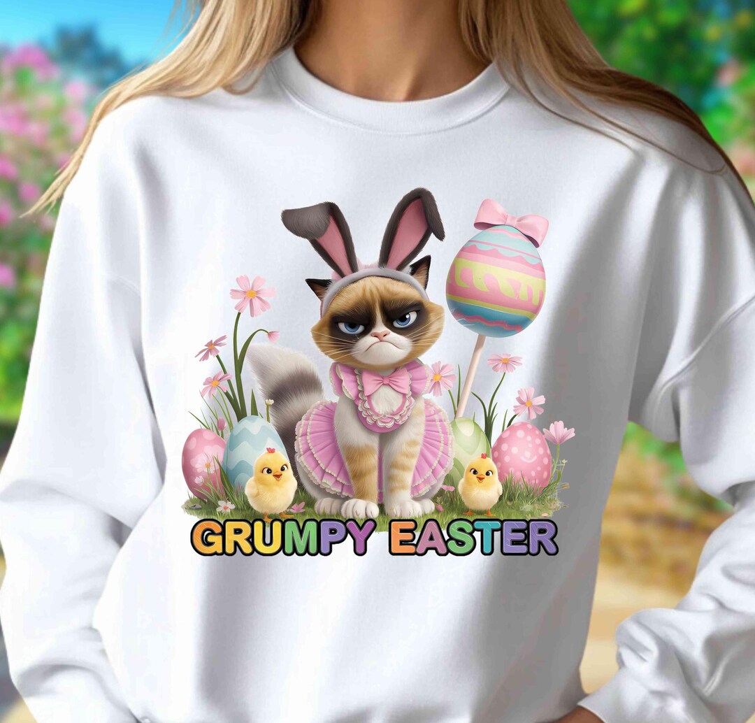 Grumpy Easter Cat PNG | Funny Bunny Digital Download | Easter ...