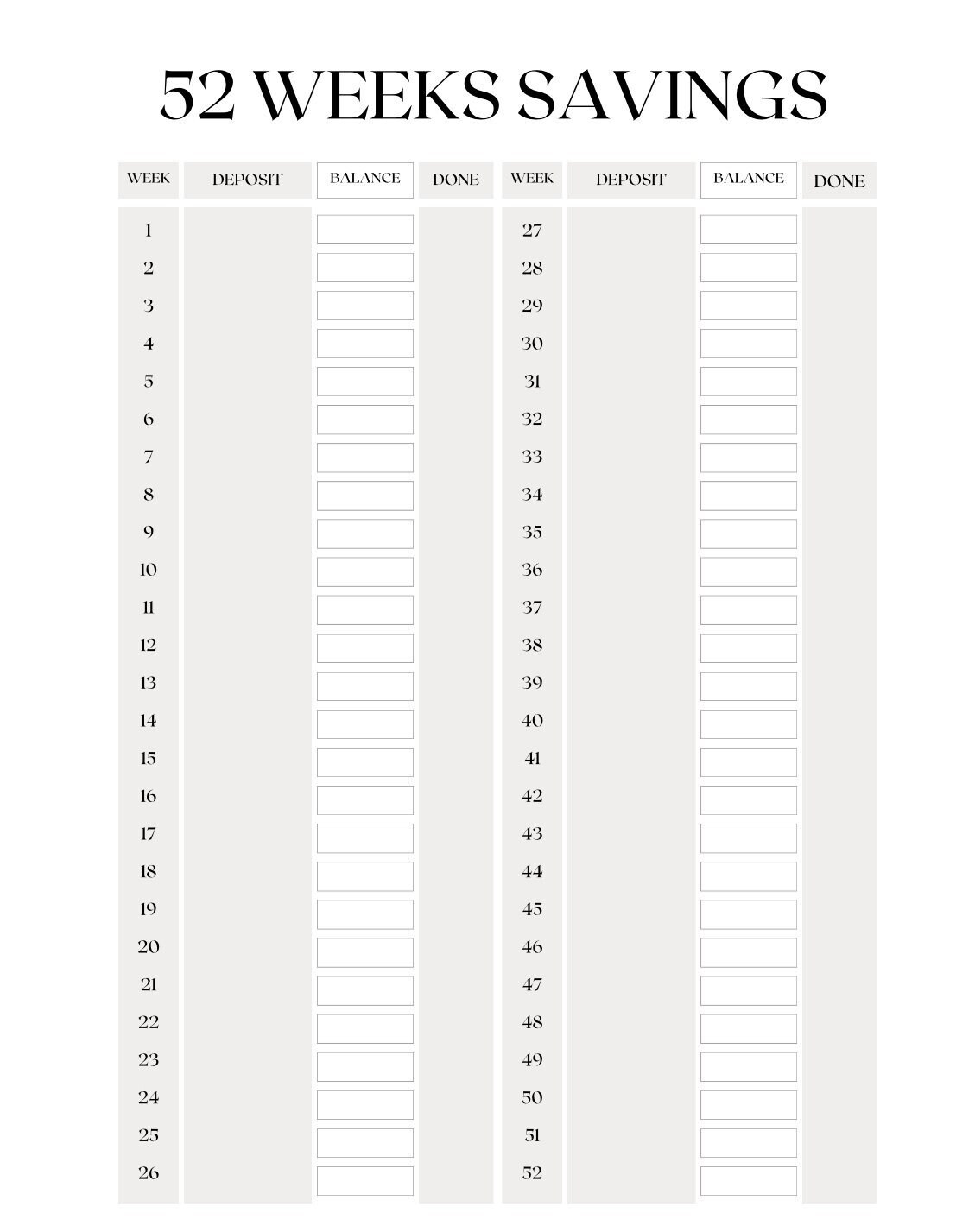 52 Week Savings Tracker - Etsy