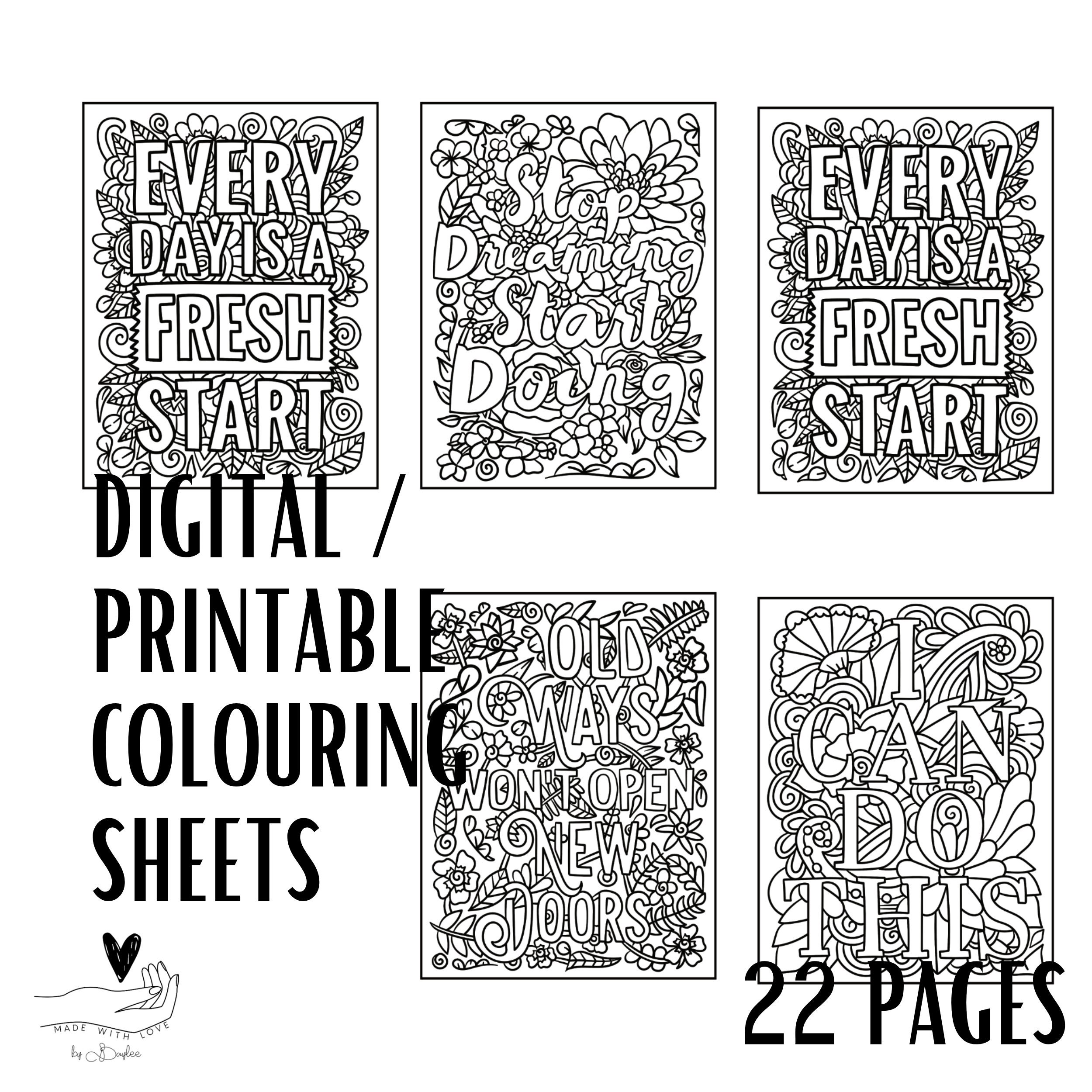 Digital / Printable Mindful Colouring Sheets / 22 Pages / A4 - Etsy