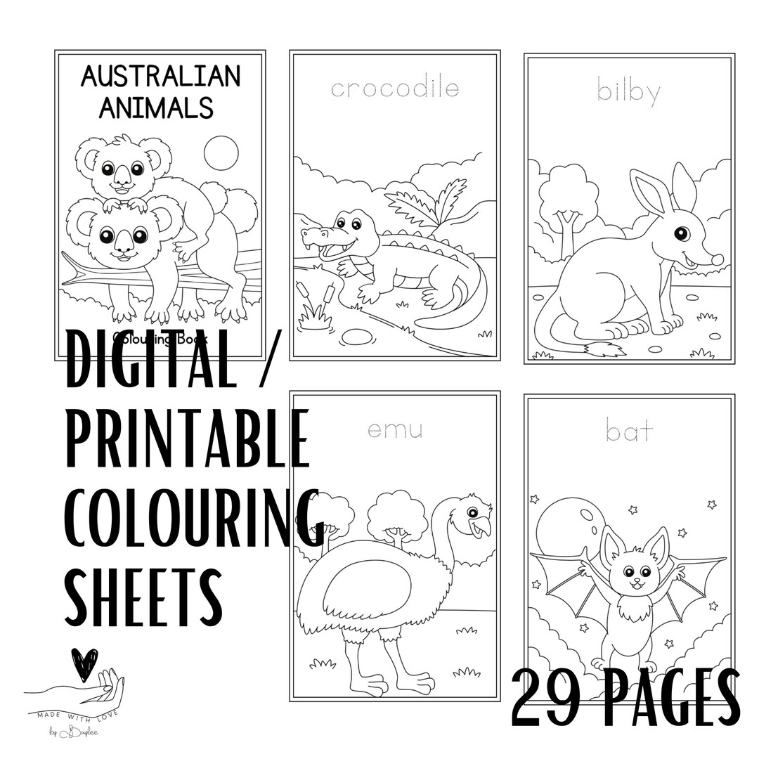 Digital / Printable Australian Animals Colouring Sheets / 29 Pages / A4 ...