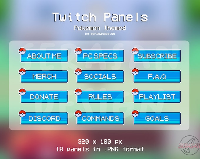 Pokemon Twitch Panels, Twitch Panels, Pokemon, Overlay Twitch, Stream ...