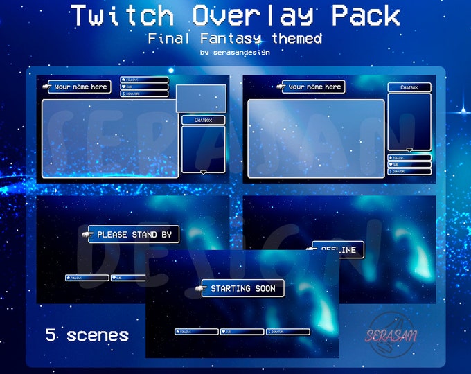 Fantasy Crystal Stream Overlays Kit Animated Starting Videos, Twitch ...