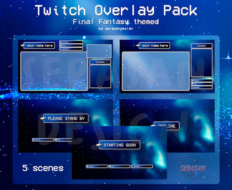 Final Fantasy Overlay Pack Twitch, Final Fantasy, FFVII, Stream Overlay ...
