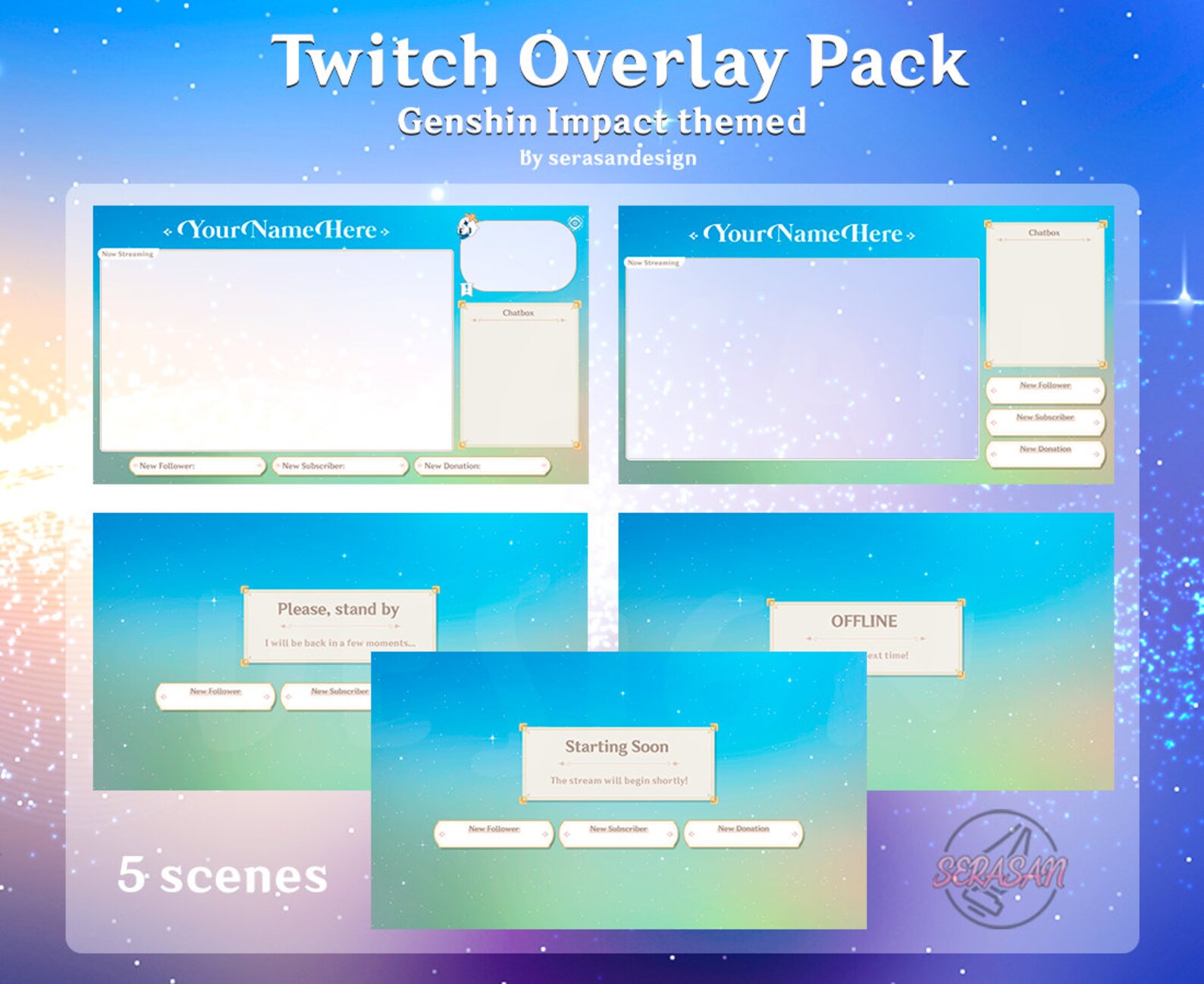 Genshin Impact Overlay Pack Twitch, Genshin Impact, Overlay Streaming ...