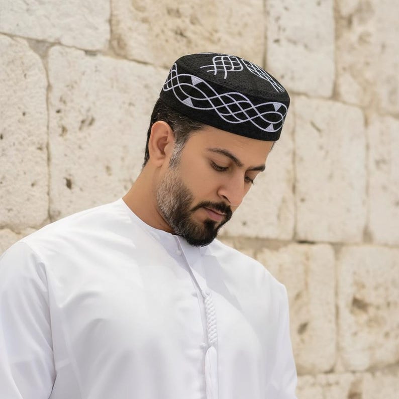 Mens Kufi Ethnic Series Black Colors, Prayer Hat, Muslim Hat, Muslim ...