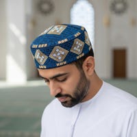 Omani Kufi Koofi Hat Topi Embroidery Handmade Cap Islamic Muslim Size ...