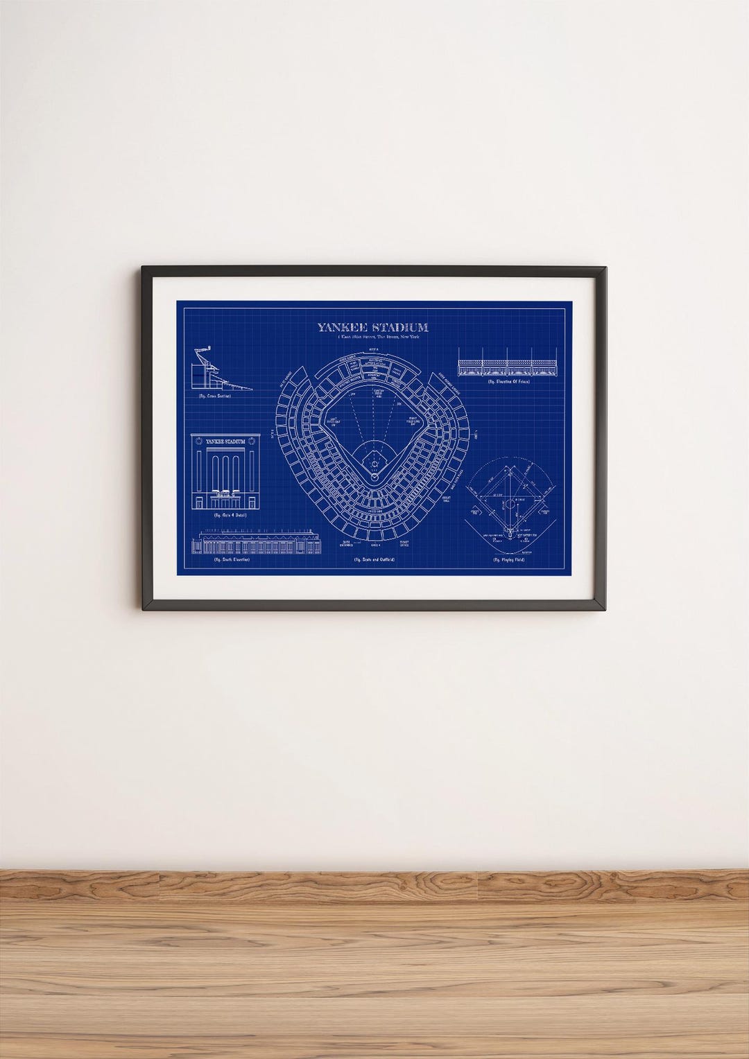New York Yankees Blueprint Poster - Etsy