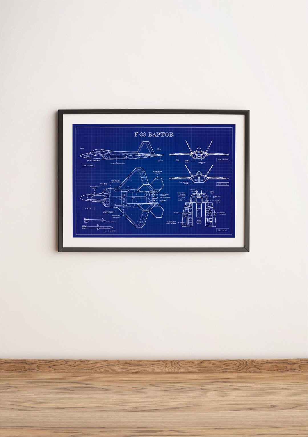 F-22 Raptor Blueprint Poster - Etsy
