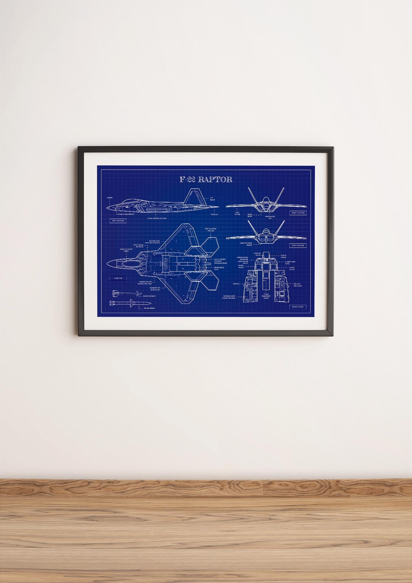 F-22 Raptor Blueprint Poster - Etsy