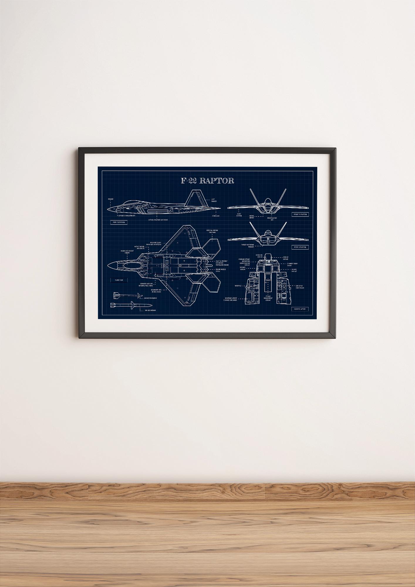 F-22 Raptor Blueprint Poster - Etsy