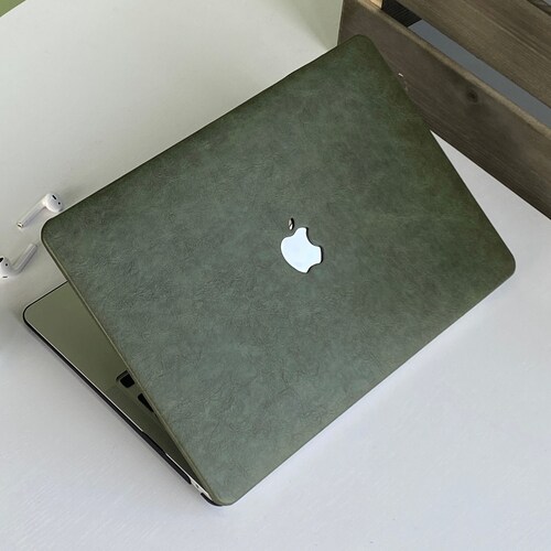 Army Green Leather Laptop Case Vegan Leather Case Macbook Pro - Etsy