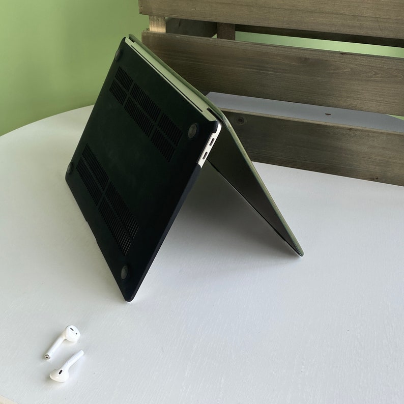 Army Green Leather Laptop Case Vegan Leather Case Macbook Pro - Etsy