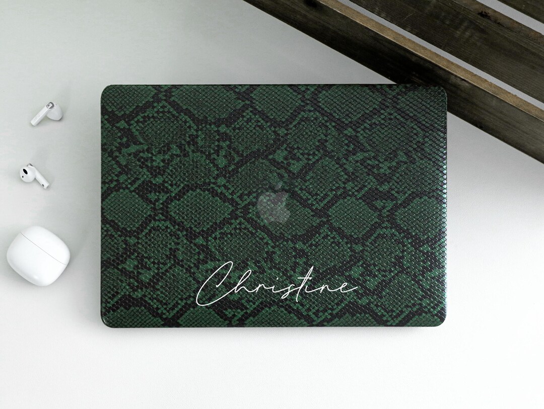 Dark Green Snakeskin Print Laptop Case Vegan Leather Case MacBook Pro ...