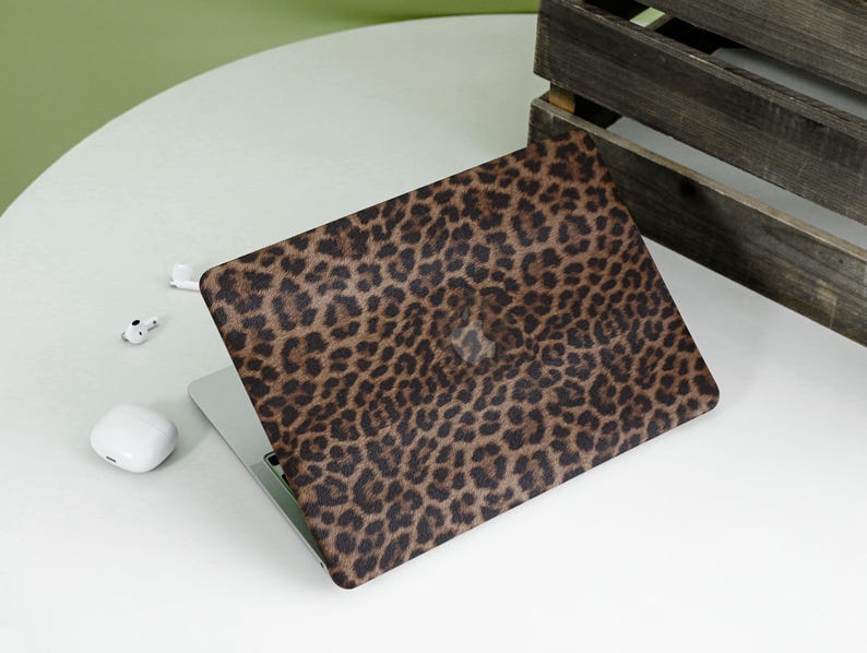 Brown Leopard Print Personalized Laptop Case Vegan Leather Case MacBook ...