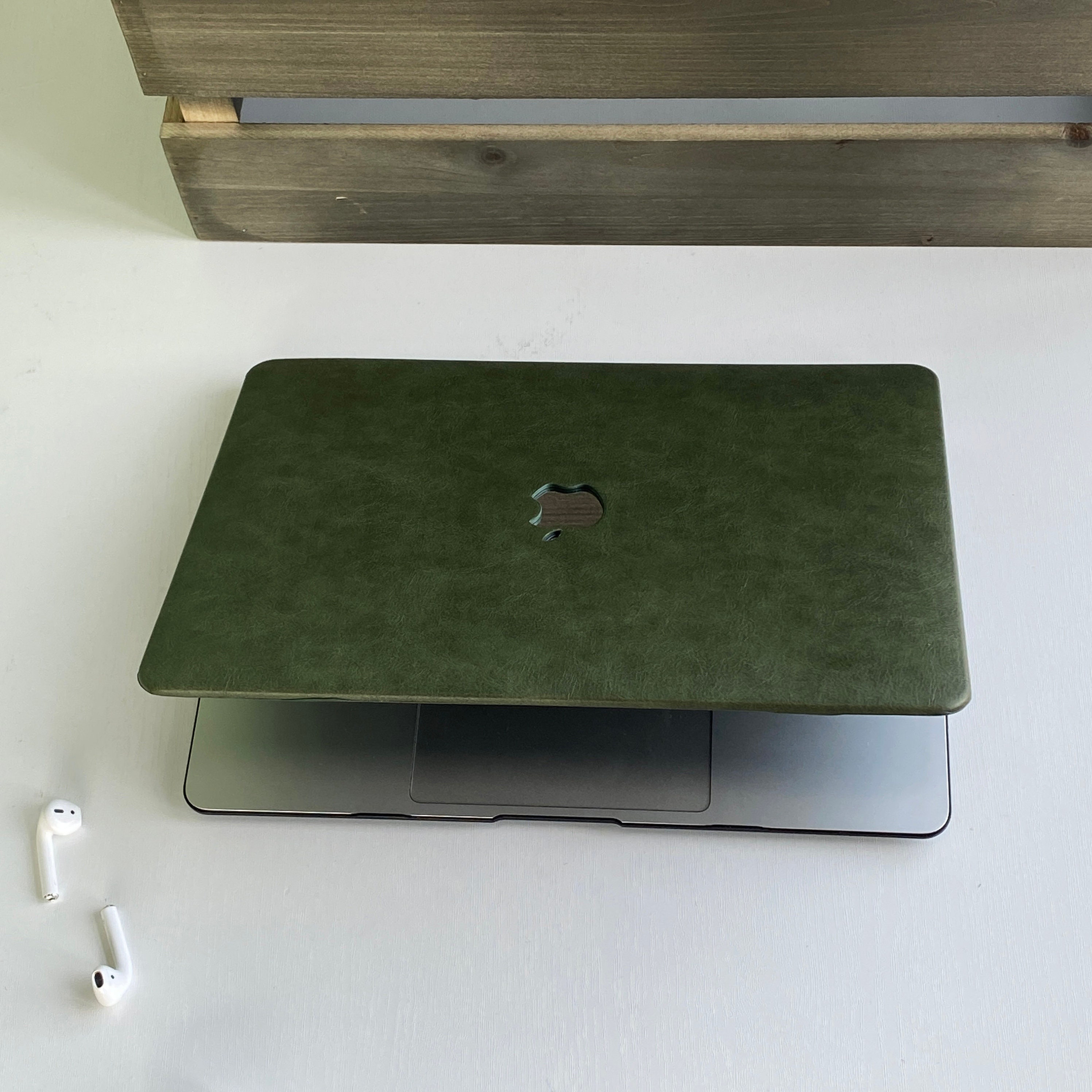 Army Green Leather Laptop Case Vegan Leather Case Macbook Pro - Etsy