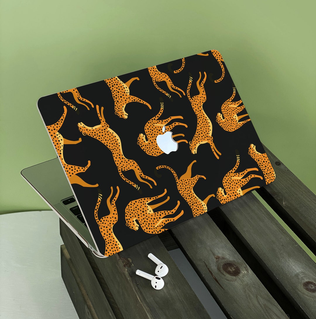 Black Jungle Cheetah Apple MacBook Case, Personalized Name, Text ...