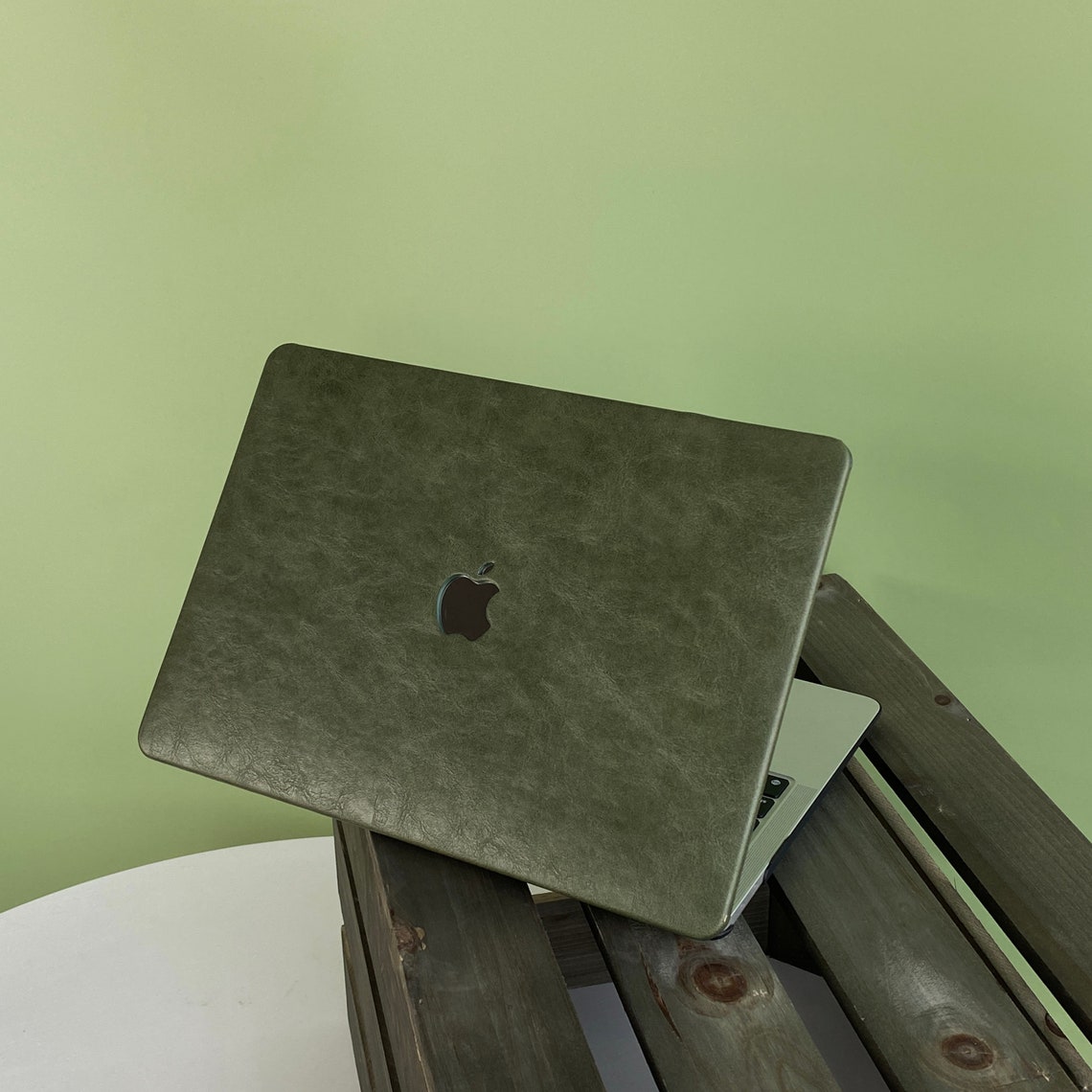 Army Green Leather Laptop Case Vegan Leather Case Macbook Pro - Etsy