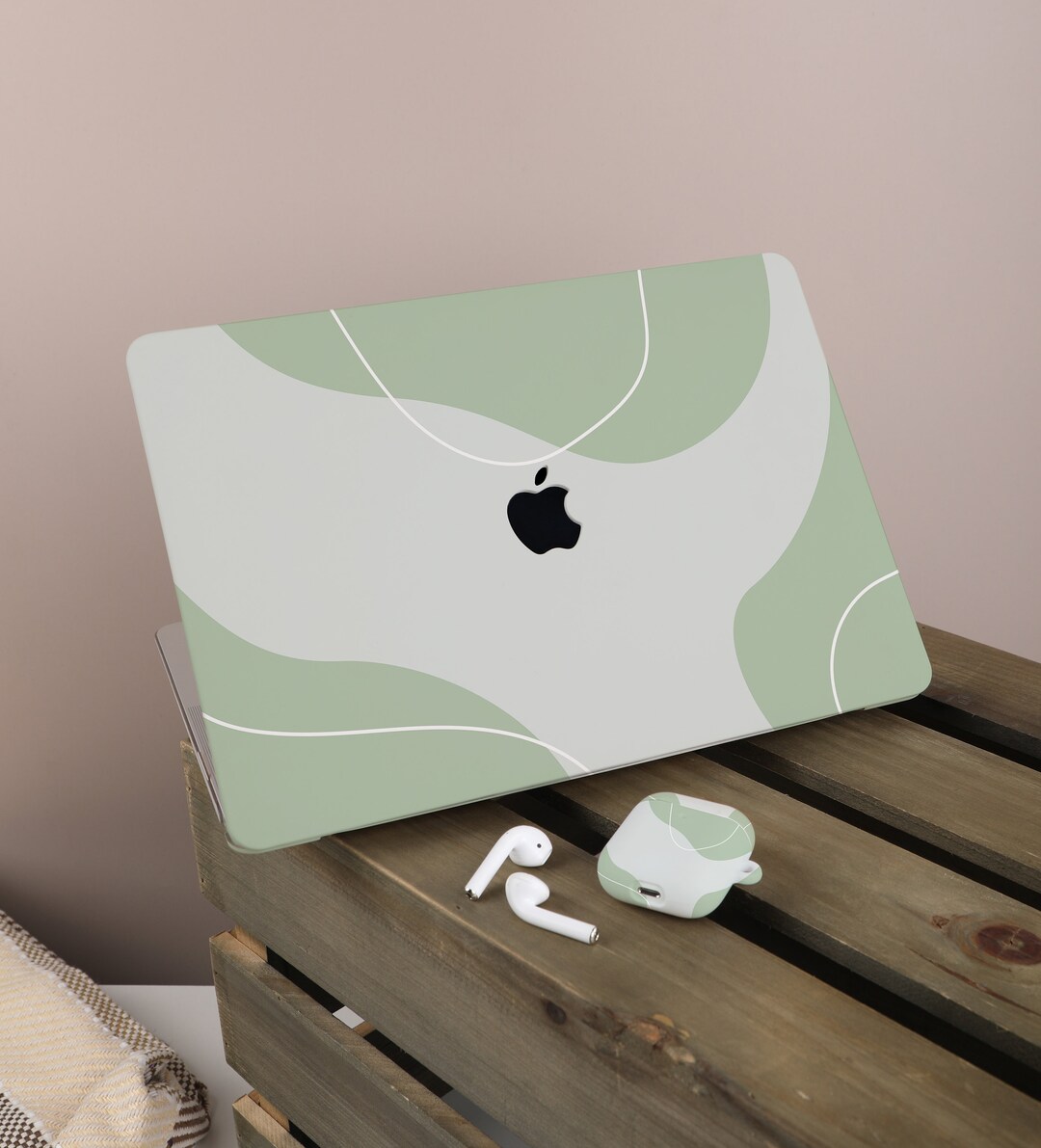 Green Abstract Art Apple MacBook Case, Personalized Name, Text ...