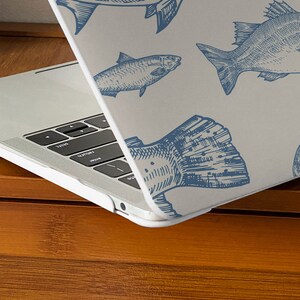 Blue Beige Fish River Apple MacBook Case, Personalized Name, Text ...