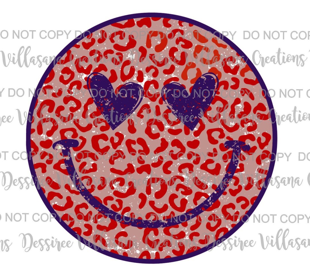 Cheetah Smiley Face, Valentines Sublimation Svg, Png, Digital Download ...