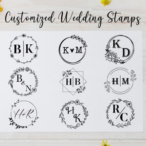 Personalized Wedding Monogram Rubber Stamp: Initials & Date - Etsy